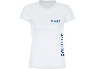 4068859001766 - multifanshop Damen T-Shirt - Schalke - Brust & Seite - Druck blau - Frauen