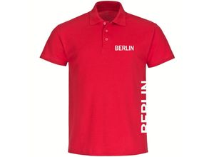 4068859073206 - multifanshop Poloshirt - Berlin rot - Brust & Seite - Druck weiß - Polo
