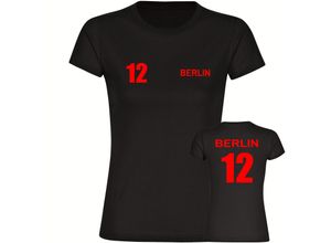 4068859090258 - multifanshop Damen T-Shirt - Berlin rot - Trikot Nummer 12 - Druck rot - Frauen