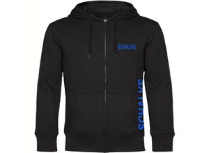 4068859005603 - multifanshop Kapuzen Sweatshirt Jacke - Schalke - Brust & Seite - Druck blau - Sweat