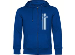 4068859005924 - multifanshop Kapuzen Sweatshirt Jacke - Schalke - Streifen - Druck weiß - Sweat