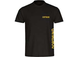 4068859185732 - multifanshop® Herren T-Shirt - Dortmund - Brust & Seite - Druck gelb - Männer