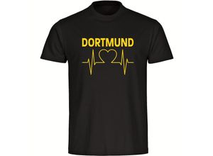 4068859187354 - multifanshop® Herren T-Shirt - Dortmund - Herzschlag - Druck gelb - Männer