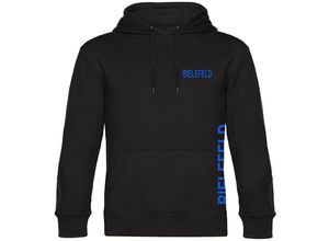 4068859015039 - multifanshop Kapuzen Sweatshirt - Bielefeld - Brust & Seite - Druck blau - Hoodie