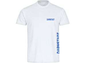 4068859016678 - multifanshop Herren T-Shirt - Darmstadt - Brust & Seite - Druck blau - Männer