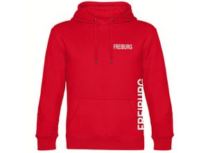 4068859077129 - multifanshop Kapuzen Sweatshirt - Freiburg - Brust & Seite - Druck weiß - Hoodie