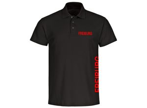 4068859076870 - multifanshop Poloshirt - Freiburg - Brust & Seite - Druck rot - Polo