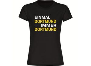 4068859189457 - multifanshop® Damen T-Shirt - Dortmund - Einmal Immer - Druck gelb - Frauen