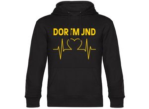 4068859187880 - multifanshop® Kapuzen Sweatshirt - Dortmund - Herzschlag - Druck gelb - Hoodie