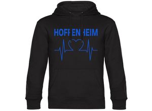 4068859038083 - multifanshop Kapuzen Sweatshirt - Hoffenheim - Herzschlag - Druck blau - Hoodie