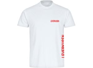 4068859082444 - multifanshop Herren T-Shirt - Leverkusen - Brust & Seite - Druck rot - Männer