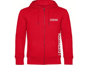 4068859083427 - multifanshop Kapuzen Sweatshirt Jacke - Leverkusen - Brust & Seite - Druck weiß - Sweat
