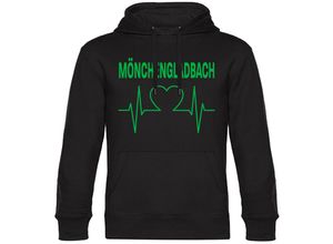 4068859174040 - multifanshop Kapuzen Sweatshirt - Mönchengladbach - Herzschlag - Druck grün - Hoodie