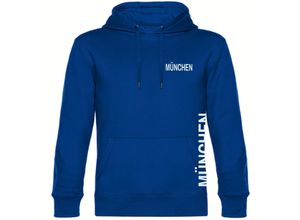 4068859022433 - multifanshop Kapuzen Sweatshirt - München blau - Brust & Seite - Druck weiß - Hoodie