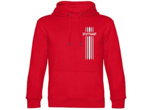 4068859131838 - multifanshop Kapuzen Sweatshirt - Stuttgart - Streifen - Druck weiß - Hoodie