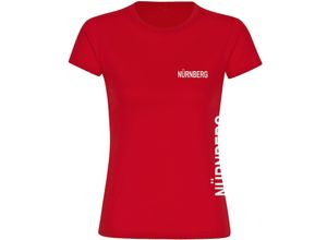 4068859086435 - multifanshop Damen T-Shirt - Nürnberg - Brust & Seite - Druck weiß - Frauen