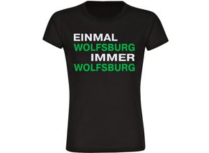 4068859181031 - multifanshop Damen T-Shirt - Wolfsburg - Einmal Immer - Druck grün - Frauen