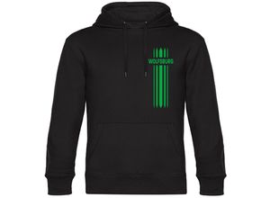 4068859177799 - multifanshop Kapuzen Sweatshirt - Wolfsburg - Streifen - Druck grün - Hoodie