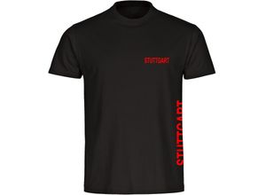 4068859087302 - multifanshop Herren T-Shirt - Stuttgart - Brust & Seite - Druck rot - Männer