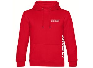 4068859088248 - multifanshop Kapuzen Sweatshirt - Stuttgart - Brust & Seite - Druck weiß - Hoodie