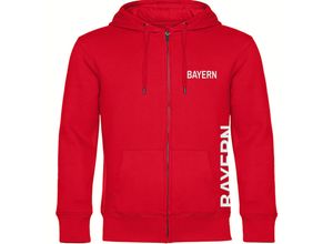 4068859072360 - multifanshop Kapuzen Sweatshirt Jacke - Bayern - Brust & Seite - Druck weiß - Sweat