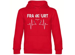4068859106720 - multifanshop Kapuzen Sweatshirt - Frankfurt - Herzschlag - Druck weiß - Hoodie