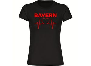 4068859102708 - multifanshop Damen T-Shirt - Bayern - Herzschlag - Druck rot - Frauen