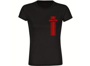 4068859124977 - multifanshop Damen T-Shirt - Kaiserslautern - Streifen - Druck rot - Frauen