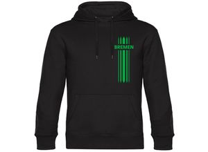 4068859175818 - multifanshop Kapuzen Sweatshirt - Bremen - Streifen - Druck grün - Hoodie