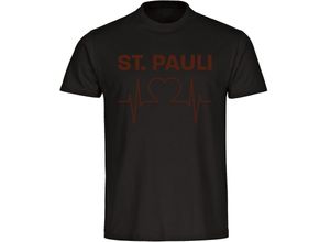 4068859192969 - multifanshop Herren T-Shirt - St Pauli - Herzschlag - Druck braun - Männer