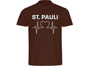 4068859193102 - multifanshop Herren T-Shirt - St Pauli - Herzschlag - Druck weiß - Männer