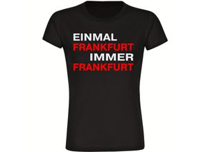 4068859144234 - multifanshop Damen T-Shirt - Frankfurt - Einmal Immer - Druck rot - Frauen
