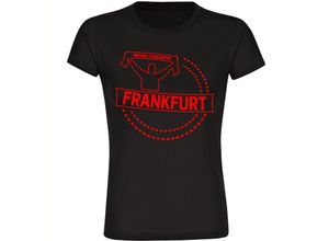 4068859135225 - multifanshop Damen T-Shirt - Frankfurt - Meine Fankurve - Druck rot - Frauen