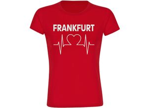 4068859106225 - multifanshop Damen T-Shirt - Frankfurt - Herzschlag - Druck weiß - Frauen