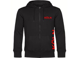 4068859080921 - multifanshop Kapuzen Sweatshirt Jacke - Köln - Brust & Seite - Druck rot - Sweat