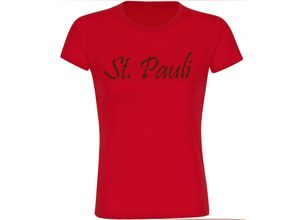 4068859197278 - multifanshop Damen T-Shirt - St Pauli - Schriftzug - Druck braun - Frauen