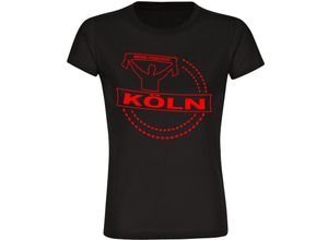 4068859138264 - multifanshop Damen T-Shirt - Köln - Meine Fankurve - Druck rot - Frauen