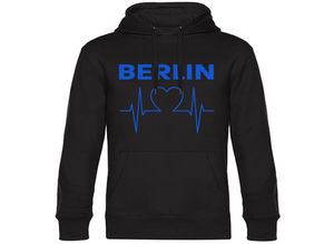 4068859032388 - multifanshop Kapuzen Sweatshirt - Berlin blau - Herzschlag - Druck blau - Hoodie