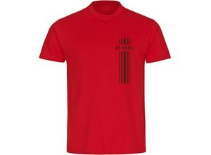 4068859194246 - multifanshop Herren T-Shirt - St Pauli - Streifen - Druck braun - Männer