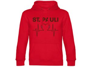 4068859193744 - multifanshop Kapuzen Sweatshirt - St Pauli - Herzschlag - Druck braun - Hoodie