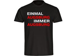 4068859143466 - multifanshop Herren T-Shirt - Augsburg - Einmal Immer - Druck rot - Männer