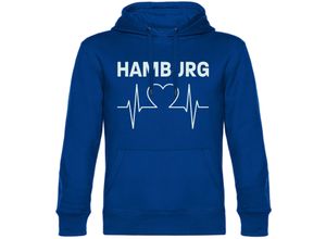 4068859011536 - multifanshop Kapuzen Sweatshirt - Hamburg - Herzschlag - Druck weiß - Hoodie