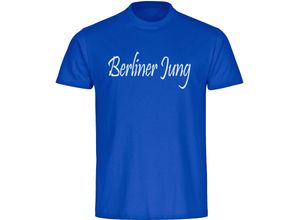 4068859060428 - multifanshop Herren T-Shirt - Berlin blau - Berliner Jung - Druck weiß - Männer