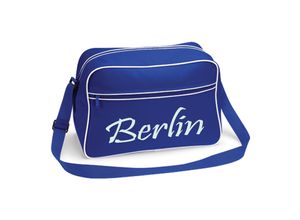 4068859065027 - multifanshop Retrotasche - Berlin blau - Schriftzug - Druck weiß - Tasche