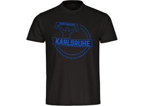 4068859054694 - multifanshop Herren T-Shirt - Karlsruhe - Meine Fankurve - Druck blau - Männer