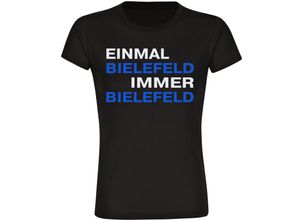4068859057220 - multifanshop Damen T-Shirt - Bielefeld - Einmal Immer - Druck blau - Frauen