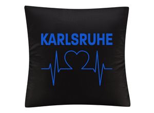 4068859039639 - multifanshop Kissenbezug - Karlsruhe - Herzschlag - Druck blau - Kissen