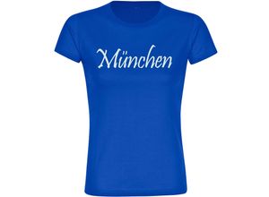 4068859067748 - multifanshop Damen T-Shirt - München blau - Schriftzug - Druck weiß - Frauen