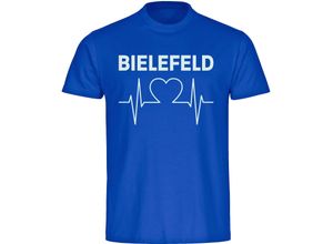 4068859032944 - multifanshop Herren T-Shirt - Bielefeld - Herzschlag - Druck weiß - Männer