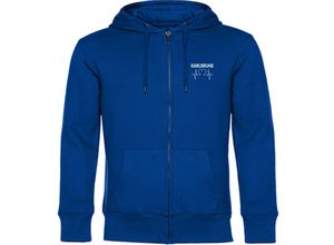 4068859039424 - multifanshop Kapuzen Sweatshirt Jacke - Karlsruhe - Herzschlag - Druck weiß - Sweat